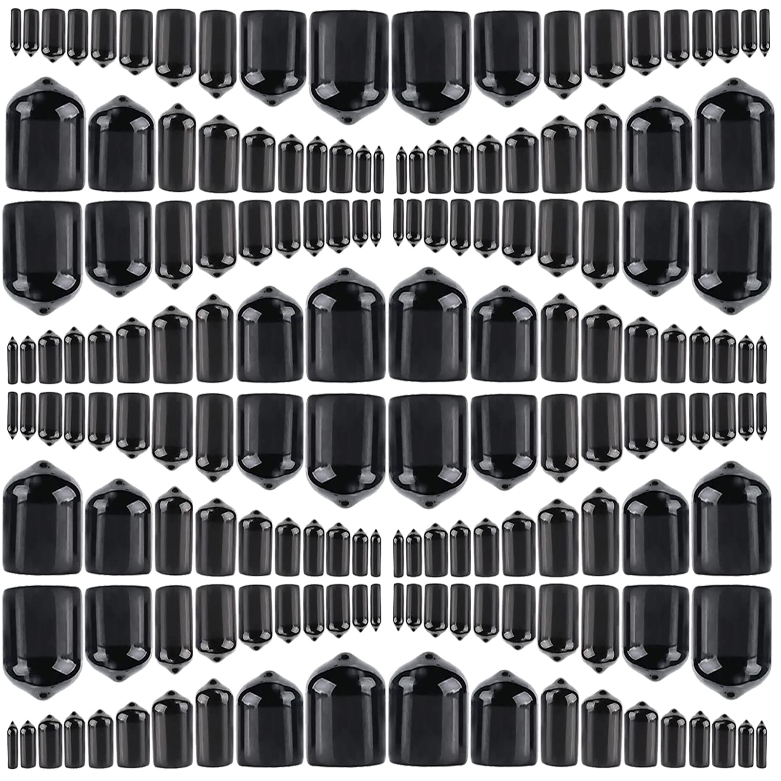 166 Pieces Rubber End Caps for Screws Bolts Rubber Screw Covers Bolt Caps Vinyl Caps Rubber Caps in 10 Sizes from 2/25 to 4/5 Inch (Black)