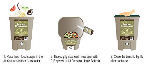 All Seasons Indoor Composter Kit, 5-Gallon Black Bucket and 8 oz Liquid Bokashi Compost Starter, Kickstart Composting & Reduce Odors, 75% Recycled Plastic, by SCD Probiotics