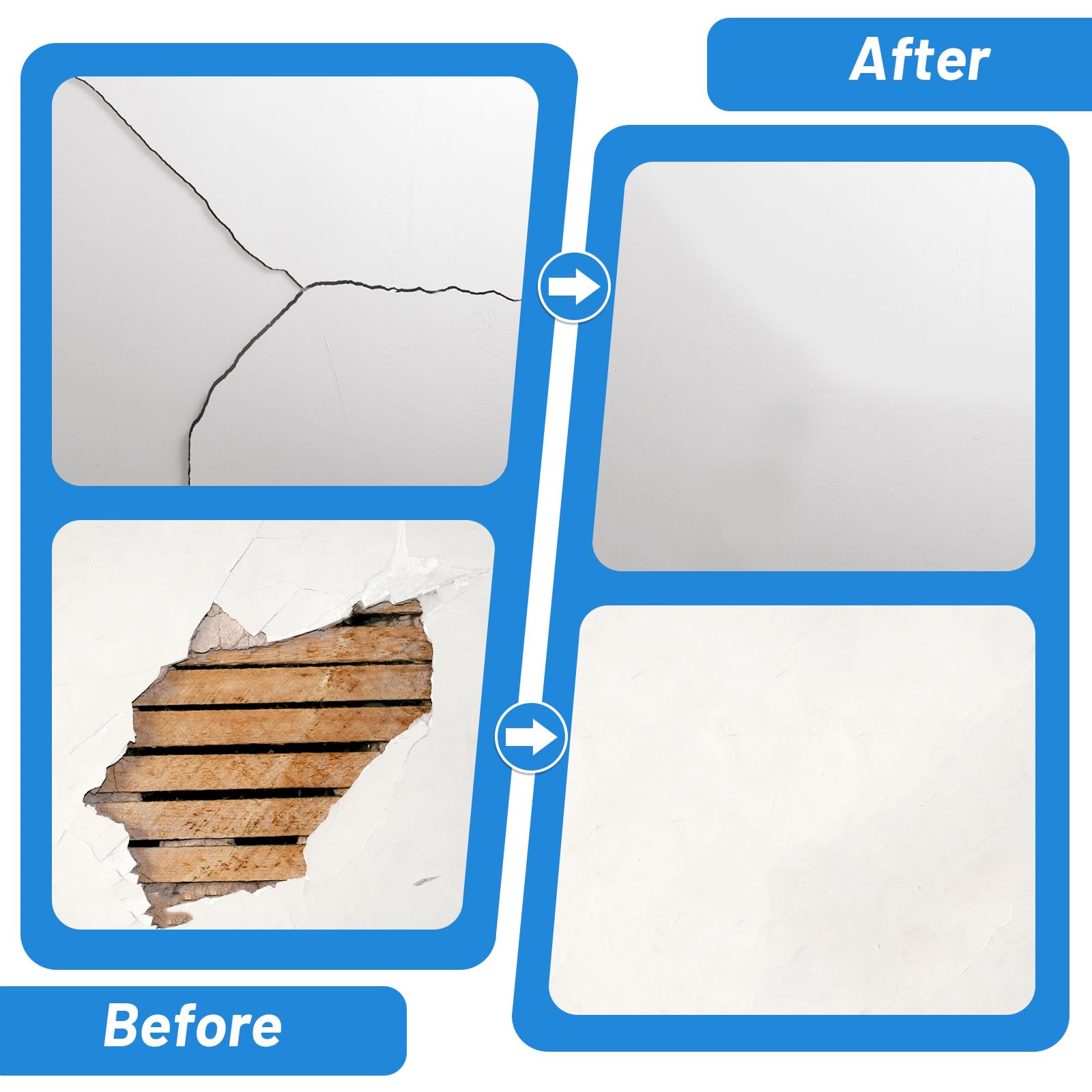 12 PCS 4/6/8 Inch Wall Repair Patch Kit, Aluminum Mesh Dry Wall Hole Repair Patch with Scraper Sandpapers Gloves Heavy Duty Wall Repair for Large Holes Quick Fixes