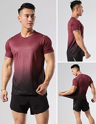 5 Pack Men’s Active Quick Dry Crew Neck T Shirts | Athletic Running Gym Workout Short Sleeve Tee Tops Bulk (Set 3, Medium)