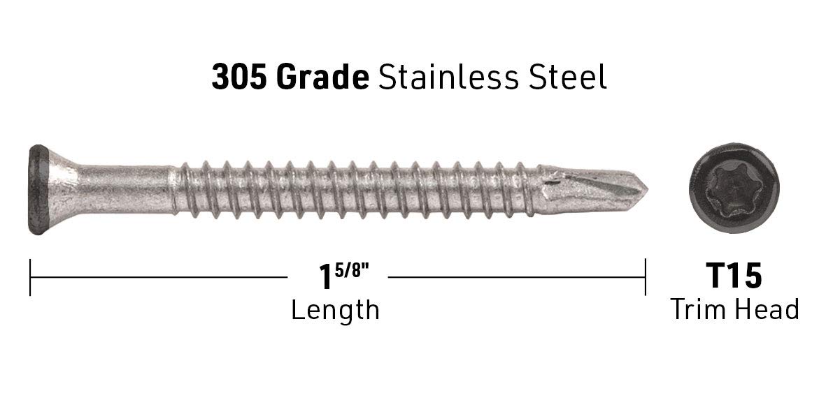 DeckWise #7x1-5/8" Self-Tapping Screws for Metal Joists, Black-Head 410 Stainless Steel T15 Deck Screws Cover 100 Sq. Ft. of Decking (350 Pack)