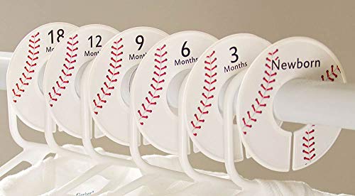 6 Baseball C196 Baby Boy Nursery Clothing Size Closet Dividers (1.25 Inch Rod)