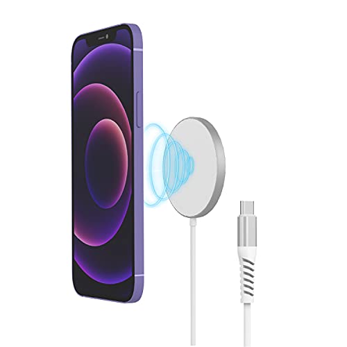 TALK WORKS Magnetic Fast Charge Cord Compatible w/iPhone 15/15 Pro/15 Pro Max, 14/14 Plus/14 Pro/Max, 13/Mini/Pro/Max, 12/Mini/Pro/Pro Max MagSafe Phone Cases -6' USB-C Cable, No Wall Adapter (White)