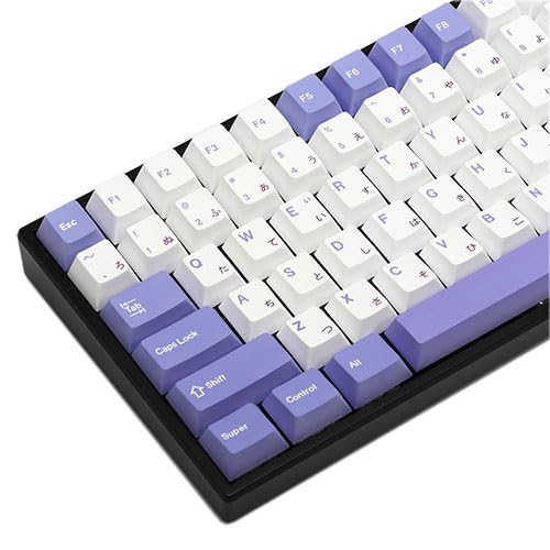 BGKYPRO Rabbit Theme Keycaps-Thermal Sublimation PBT Keycap Set,Japanese Radical, for Mechanical Keyboards, Full 135 Key Set, Cherry Profile, English (US) Layout-Purple White