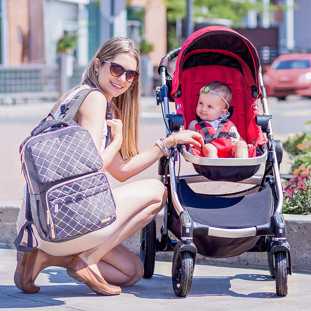 Bamomby Diaper Bag Backpack, Multi-Function Travel Backpack Bags,Registry Baby Shower Gifts (Gray)