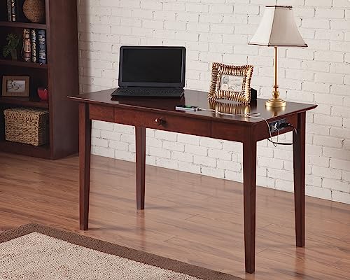 AFI, AH12114, Shaker Desk with Drawer and Charging Station, Walnut
