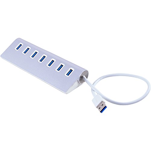 JacobsParts 7-Port USB 3.0 Hub 5Gbps Aluminum Portable for PC Laptop Notebook Desktop