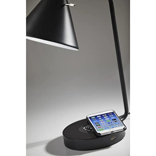 Adesso 4507-01 Maxine Desk Lamp Wireless Charging, 7W LED, 5W QI, USB Port, Indoor Lighting Lamps