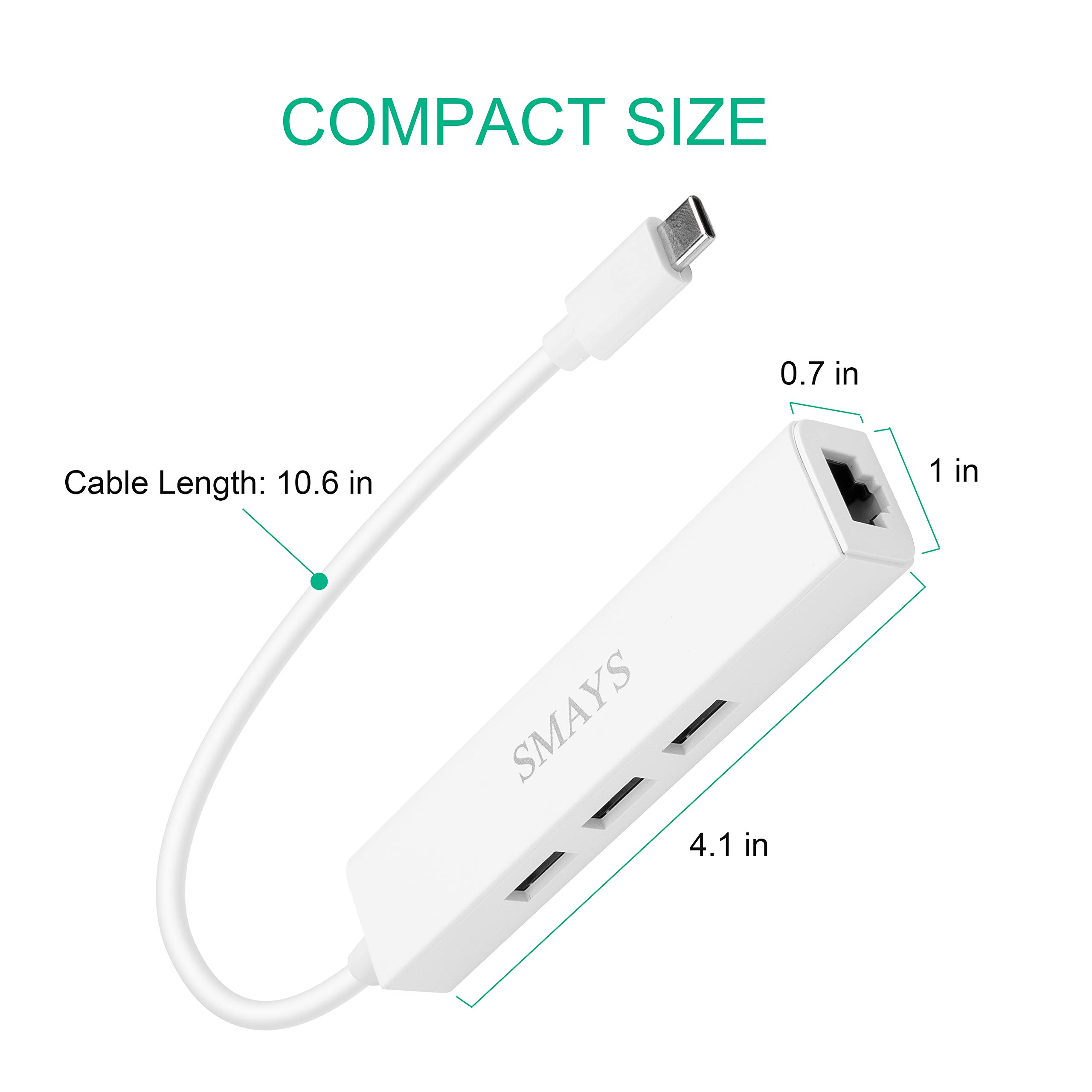 Ethernet Adapter Compatible with Samsung Galaxy Tab A 10.1 (2019), Tab A7, Tab S4, Tab S5e Android Tablet - with 3-Port Charging OTG HUB, Host USB C Cable