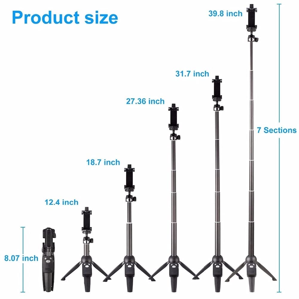 Tripod Monopod Selfie Stick, Long Extendable with Wireless Remote Shutter Control Phone Clip Holder,Compatible with All Cellphones