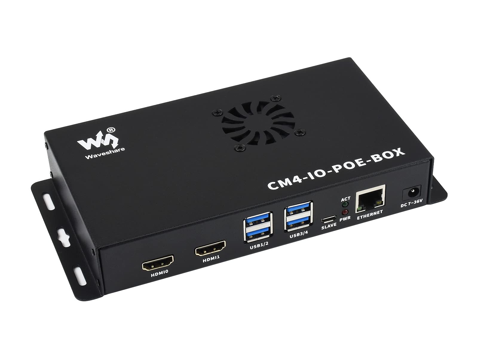 Waveshare PoE Mini-Computer Based On Raspberry Pi Compute Module 4 (NOT Included) Waveshare CM4 PoE IO Board Inside Metal Case with Cooling Fan