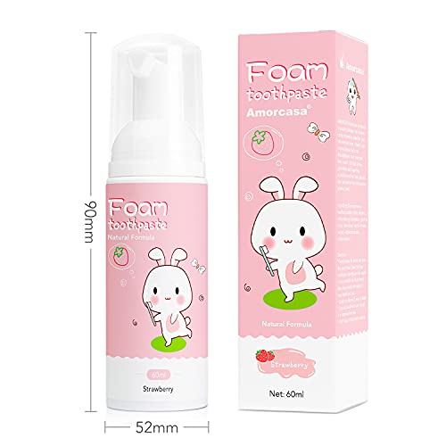 KONLEMEI Foam Toothpaste Kids, Natural Formula Edible Strawberry Flavor,120ml, 2Packs