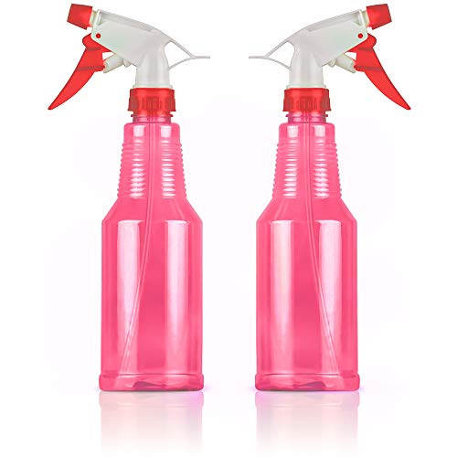 DecorRack Empty Spray Bottle 16 oz, BPA Free- Plastic, Professional Sprayer with Adjustable Nozzle for Cleaning Solutions, Kitchen, Hair, Plants, Leak Proof Fine Clear Mist Bottles (2 Pack)