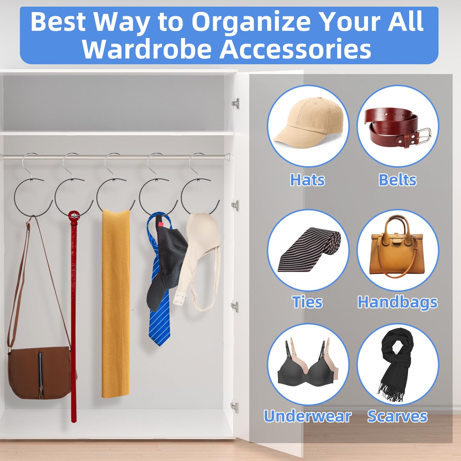 2 Belt Organizers for Collecting Belt Hangers, Ties, Hats, Bags, and Hanging Underwear, reducing Clutter in The Wardrobe