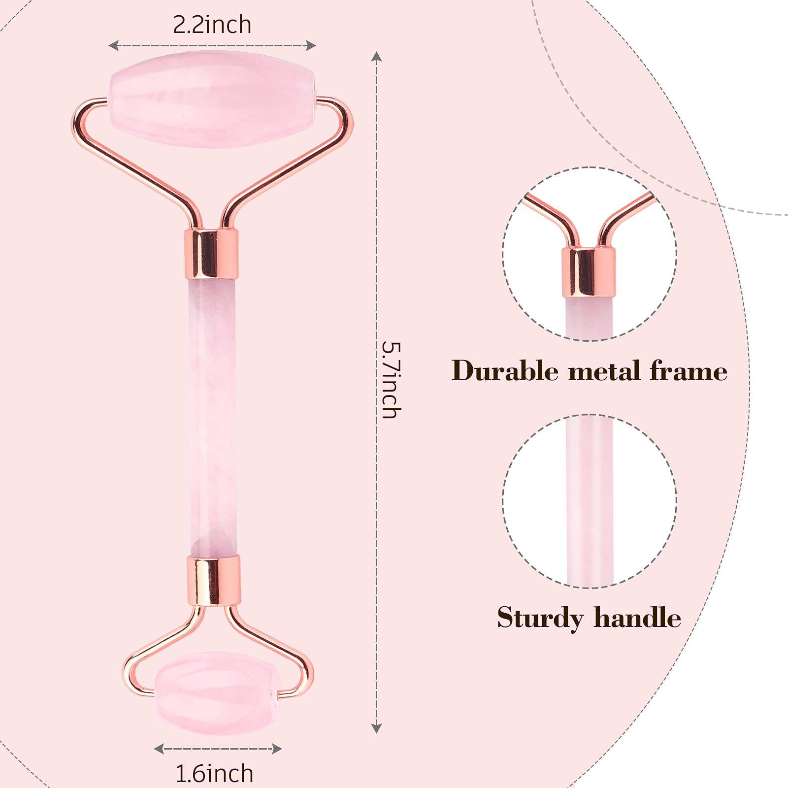 Jade Roller & Gua Sha Set, BearKig Jade Roller for Face, Anti-Aging Rose Quartz Face Roller for Skin Care, Beauty Facial Roller Massager Tools for Face, Eye, Neck, Reduce Wrinkle & Dark Circle