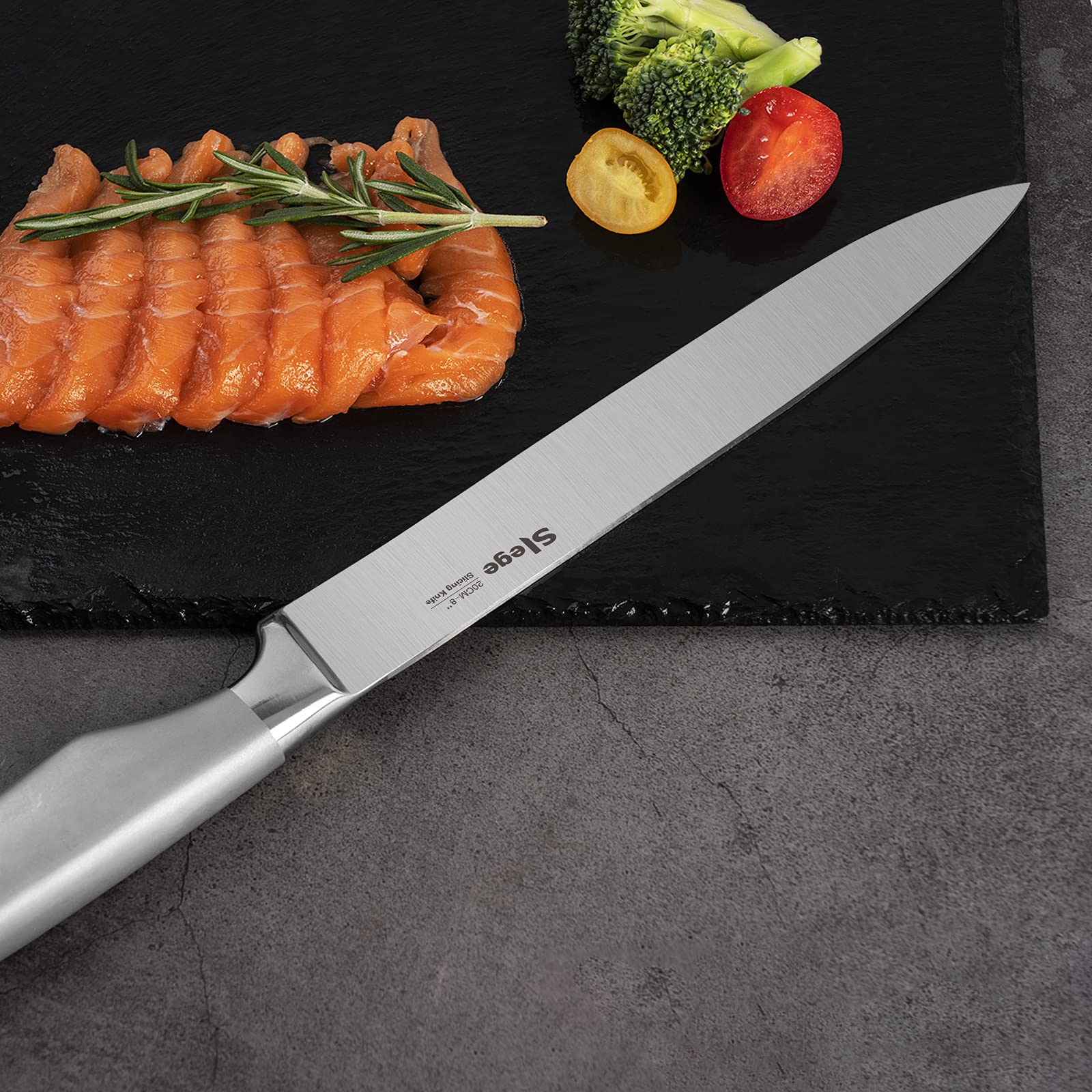 Knife Set,15 Pcs Kitchen Knife Set,Stainless Steel Knives with Wooden Block,Professional Chef Knifes Set for Kitchen,Multipurpose sharp knife,gray