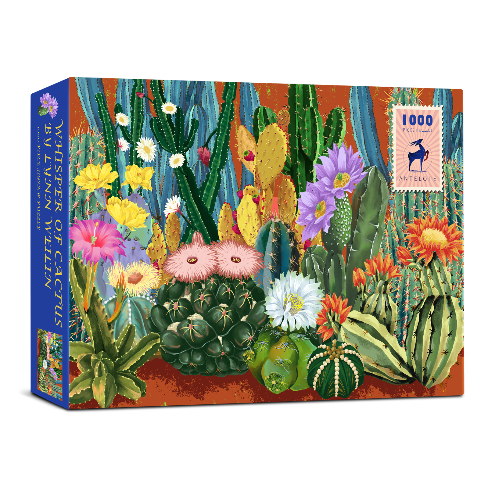 Antelope - 1000 Piece Puzzle for Adults, Whisper of Cactus Jigsaw Puzzle 1000 Pieces by Lynn Weilin, Spring Plant Jigsaw Puzzle with Different Species of Cactus, Cactus Puzzles