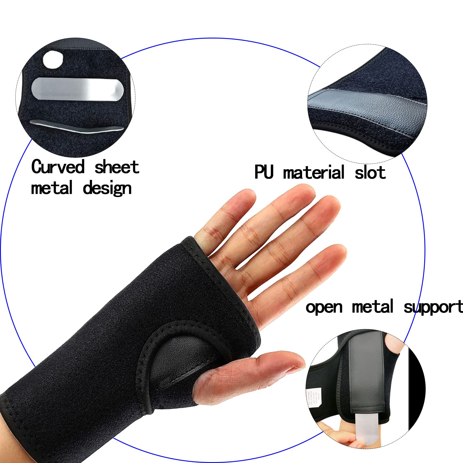 2 Pack Carpal Tunnel Wrist Brace Night Support for Sleeping Hand Support for Carpal Tunnel Hand Brace Cushioned to Help With Carpal Tunnel and Wrist Pain Relief (Black,Classic Style)