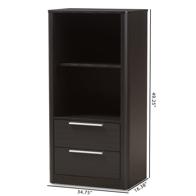 Baxton Studio Carlingford 2 Shelf Bookcase in Dark Brown