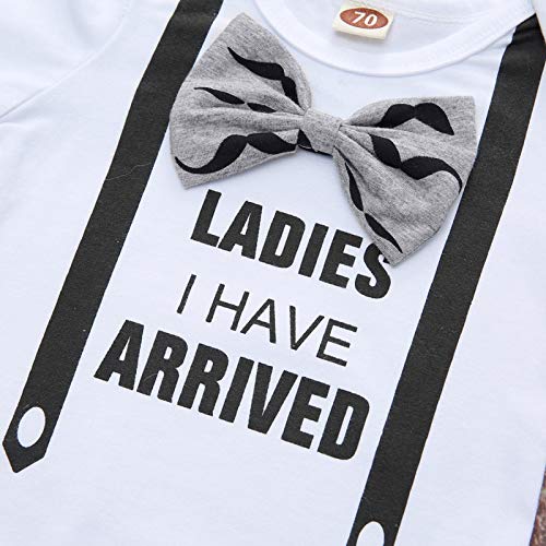 Baby Boy Clothes Stuff Infant Summer 3 Piece Outfits Newborn Cute Letter Printed Romper Short Sleeve + Pants + Hat Funny Letter Printed White Grey Mustache 70cm