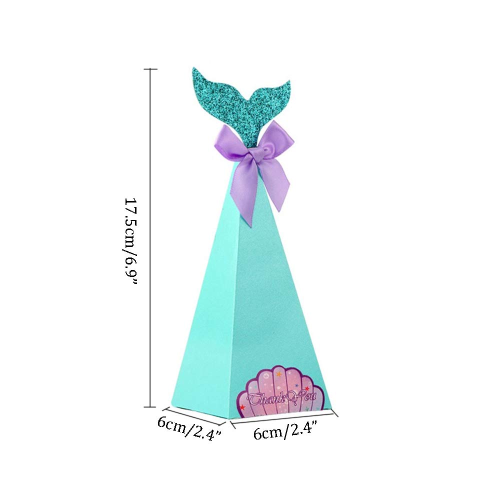 20 Pcs Mermaid Party Boxes with Thank You Stickers Candy Gift Bags for Kids Mermaid Theme Party Supplies