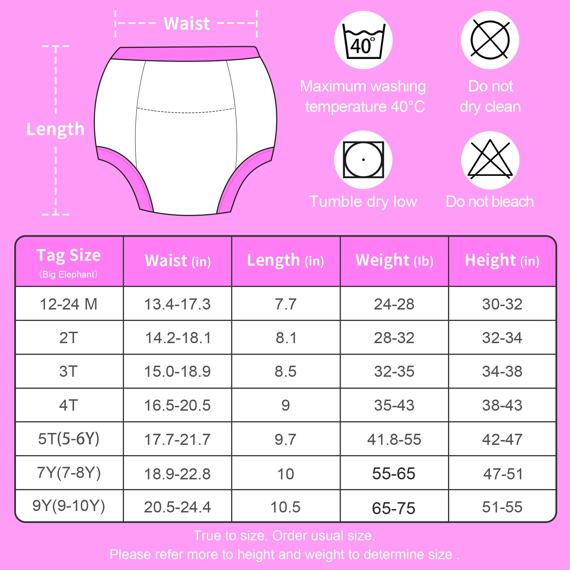 BIG ELEPHANT Potty Training Underwear, 100% Cotton Absorbent Unisex Toddler Pee Pants for Boys & Girls (Floral Series, 10-Pack, 2T)
