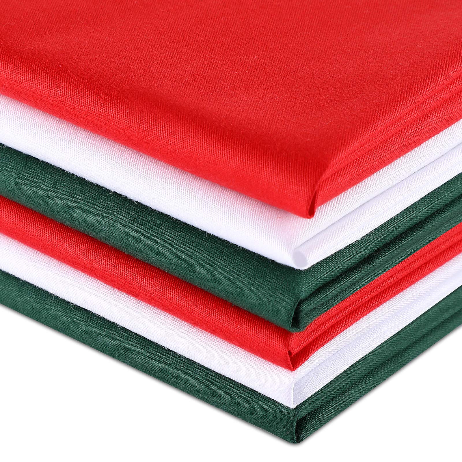 12 Pieces Solid Fat Quarters Quilting Fabric Bundles 20 x 16 Inch/ 50 x 40 cm Fabric Craft Quilting Patchwork for DIY Scrapbooking Art Craft Supplies (Christmas Red, Green, White)