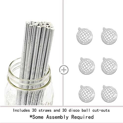 30 Pack Disco Ball Straws,70s Disco Paper Straws Disco Ball Decor Disco Party Decorations for 70s Retro Disco Party Dance Holiday Wedding Birthday