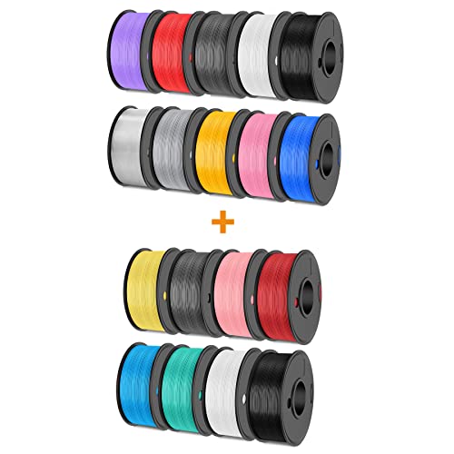 2500g 3D Printer Filament Bundle Multicolor, SUNLU ABS Filament&SUNLU META Filament, 10 Pack+8 Pack