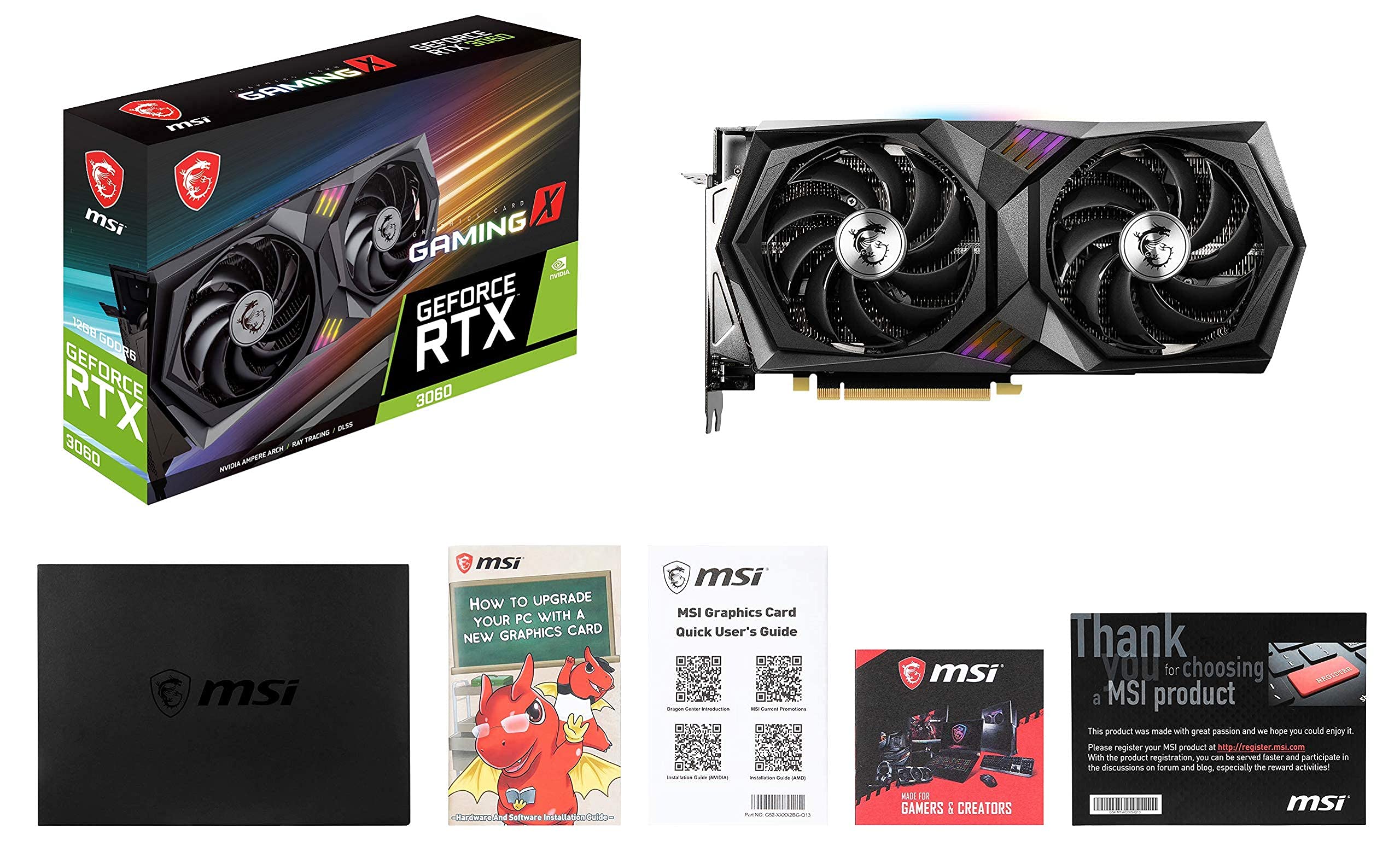 MSI Gaming GeForce RTX 3060 12GB 15 Gbps GDRR6 192-Bit HDMI/DP PCIe 4 Twin-Frozr Torx Fan Ampere RGB OC Graphics Card (RTX 3060 Gaming X 12G) (Renewed)