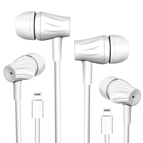 2 Pack-Apple Headphones Wired Earbuds with Lightning Connector Earphones Built-in Microphone & Volume Control. Compatible with All iPhone 13/12/11 Pro Max/Xs Max/XR/X/7/8 Plus-White