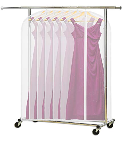 6 Pack - SimpleHouseware 60-Inch Translucent Garment Bags with Zipper for Suits, Dresses, Costumes, Uniforms