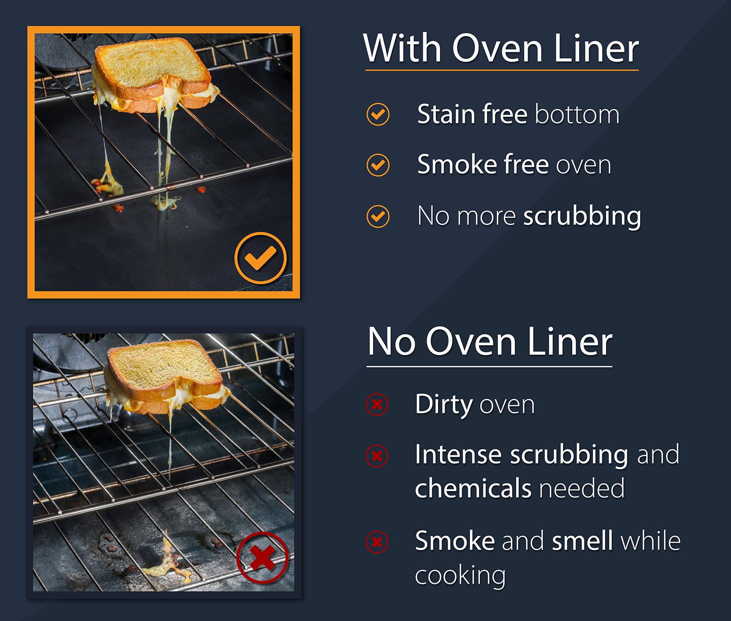 2 Pack Oven Liners and 8 Pack Refrigerator Liners Sheet Bundle - Say Goodbye to Messy Spills and Stains BPA & PFOA Free Kitchen Accessories