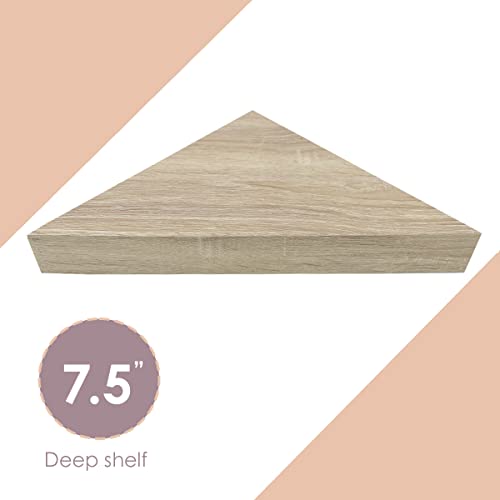 Home Basics Small Corner Floating Shelf (Single Pack), Washed Oak MDF Wall Mount Floating Shelf | Contemporary Shelf for Décor and Essentials | Holds 7lbs.