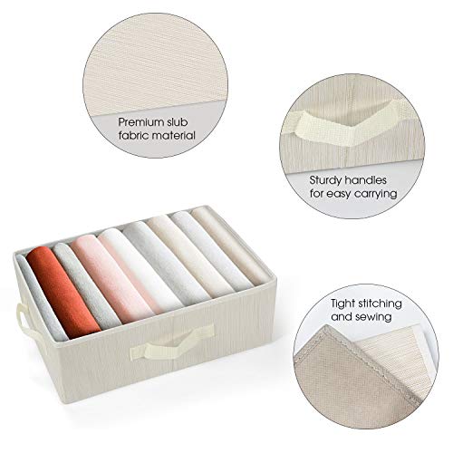 AILINA 3 Packs Large Fabric Storage Bins, Foldable Beige Storage Baskets for Shelves, Decorative Organizing Baskets with Double Handles for Bathroom Baby Cloth Nursery, 15 x 10.4 x 5.4 inch