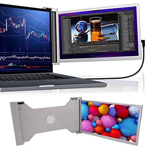 14Inch Laptop Screen Extender, FHD 1080P IPS Screen 0‑180° Angle Screen Rotatable Typc C Port, Portable Laptop Monitor Extender for Win for OS X