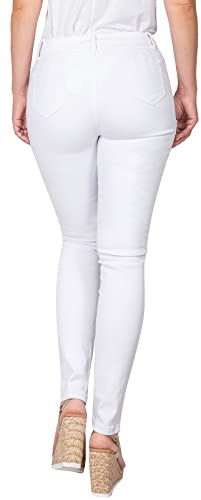 2LUV Women's Stretchy 5 Pocket Destroyed White Skinny Jeans, Size-7, White1