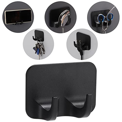 6pcs Adhesive Hooks Heavy Duty Stick on Wall Hooks Towel Hooks Door Hooks Waterproof Stainless Steel Razor Holder Shaver Hook (Black)