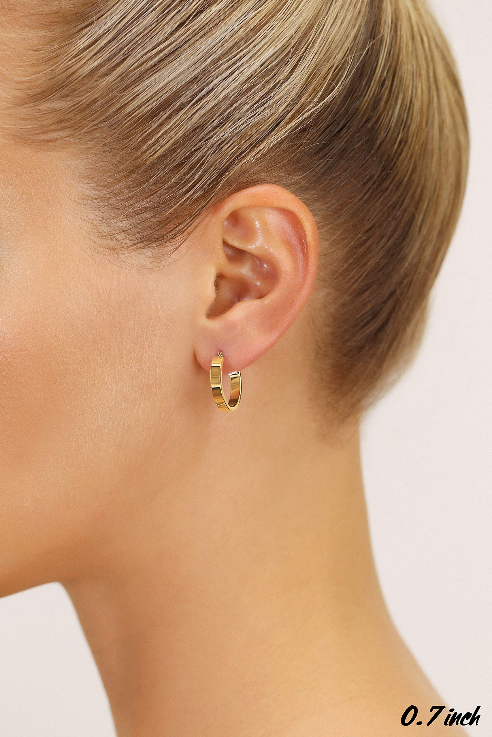 14k Gold Small Oval Flat Hoop Earrings, 0.7" Diameter (yellow-gold)…