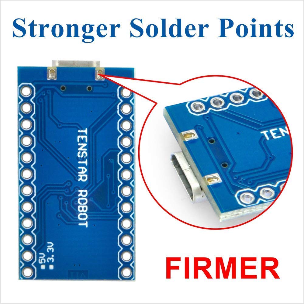 ARCELI Pro Micro Atmega32U4 5V 16MHz Bootloadered IDE Micro USB Pro Micro Development Board Microcontroller Compatible to Pro Micro Serial Connection with Pin Header