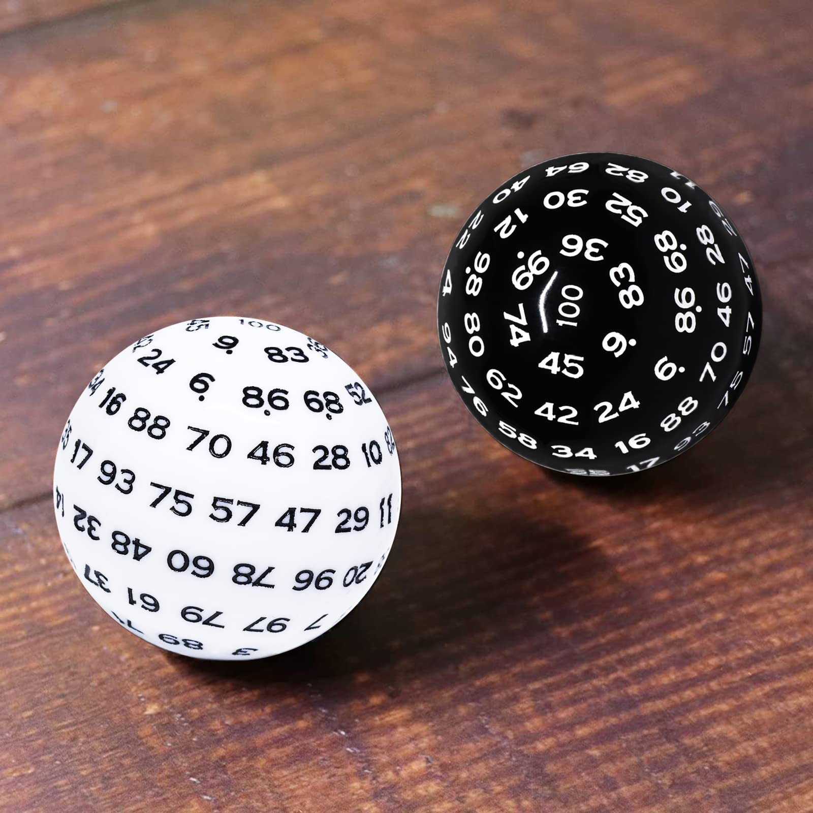 2Pcs DND D100 Dice Black and White 100 Sided Polyhedral Game Dice Set