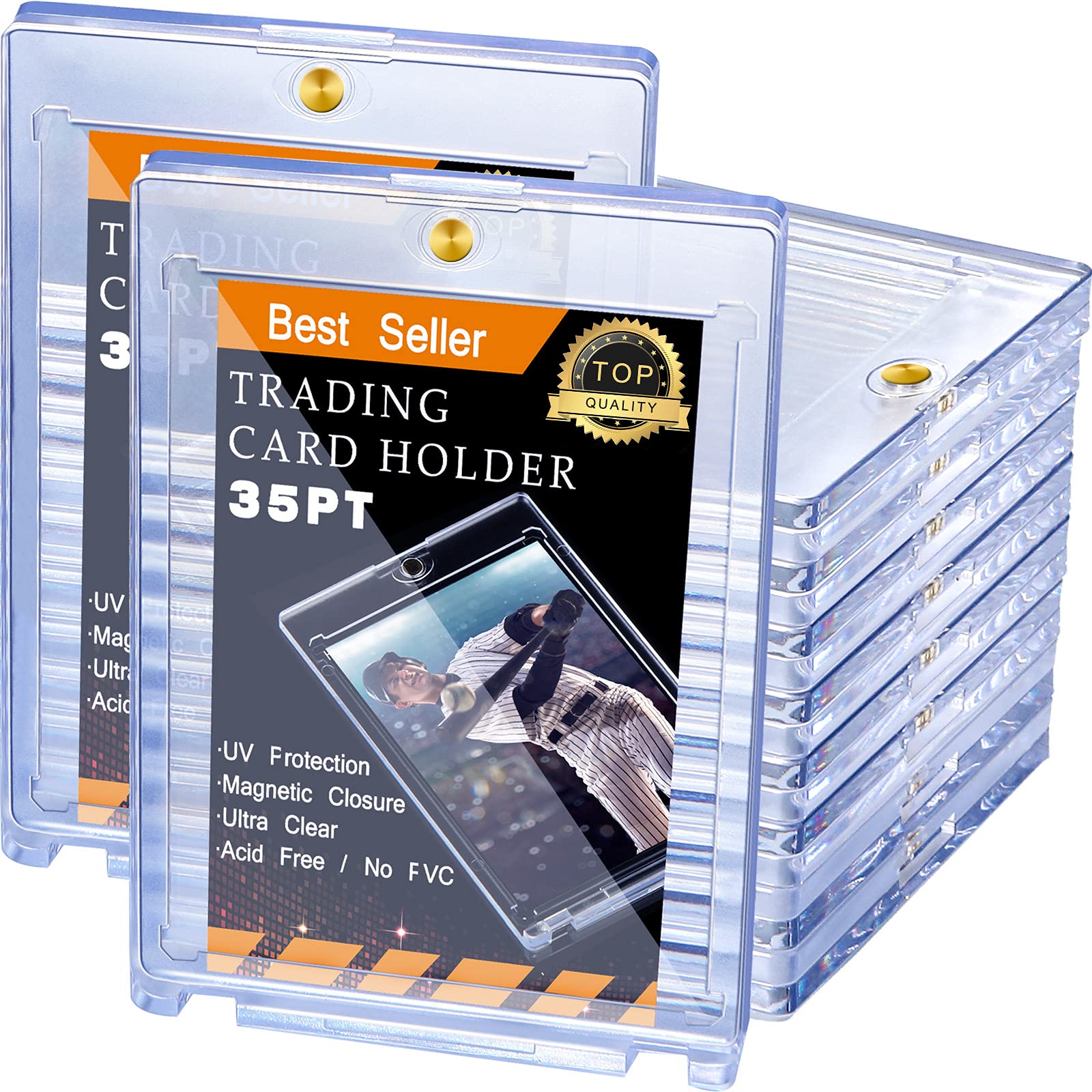 40 Pieces Thick Magnetic Card Sleeve Card Holder 35pt Hard Plastic Protector Standard Thickness Trading Cards Sleeves for Collectible Trading Cards, Baseball, Sports, Game, Playing, Credit Cards