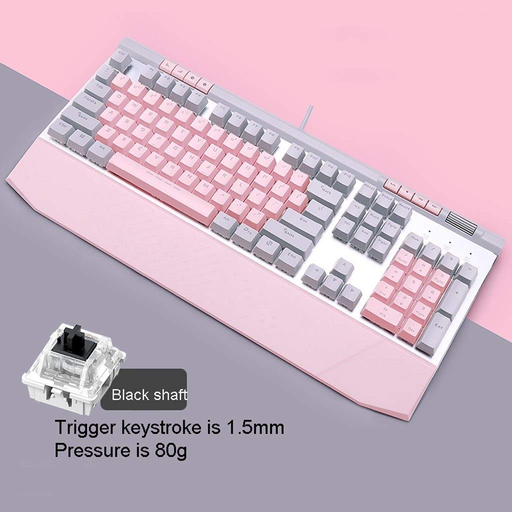 ARCH USB Gaming Keyboard Wired Ergonomic Mechanical Keyboard with Media Key for Windows Desktop, Computer (Color : Pink)