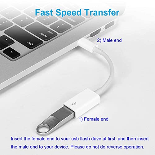 FLEAVER USB C to USB Adapter [2 Pack],Type-C OTG Cable Type C Male to USB A Female Adapter Compatible with Pro/Air 2019 2018 2017,S20 S20+ Ultra Note 10 S9 S8 (White)