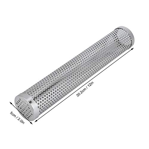 Smoker Tube, 12'' Stainless Steel Barbecue Smoke Generator BBQ Accessory for Electric Gas Charcoal Grill Smokers(Round)