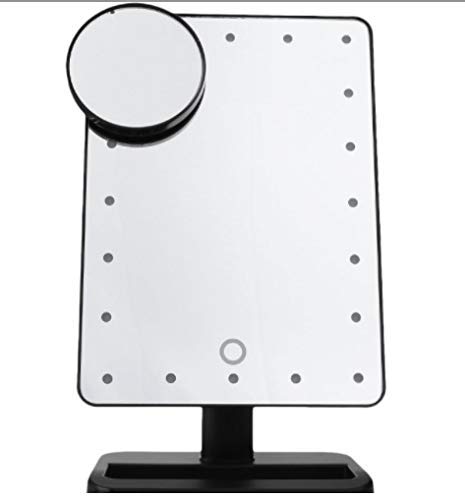 LIMEI-ZEN Lighted Makeup Mirror, 16 LED Cosmetic Mirror Touch Screen Dimming 90° Rotation with Stand Charging Vanity Mirror Battery and USB Power Mirrors