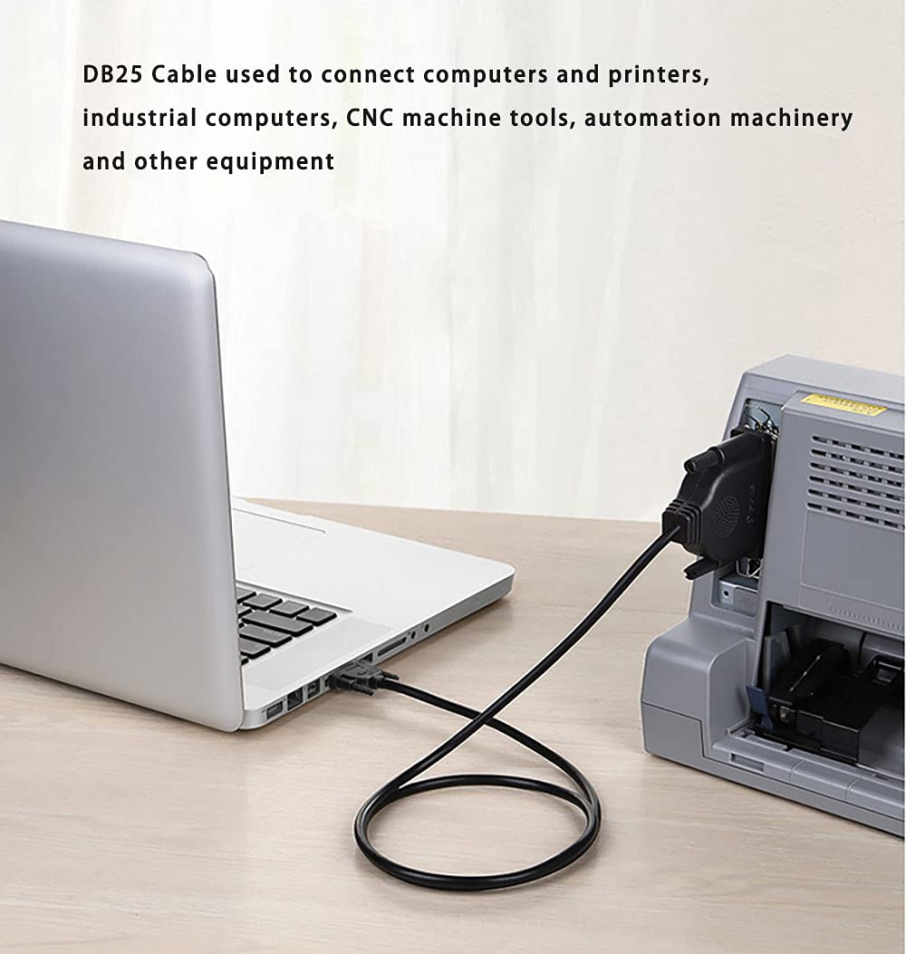JUXINICE DB25 Male to Female Extension Cable 10FT, 26awg Tinned Copper Wires,Double-Shielded with Foil &Metal Braid, D-SUB 25 PIN RS232 Serial Cable in Black