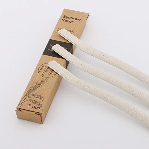 Biodegradable Zero Waste Eco Friendly Compostable 3 Pc Wheat Straw Face Dermaplaning Blade / Eyebrow Hair Trimmer / Shaver Disposable Facial Hair Removal / Face Razor