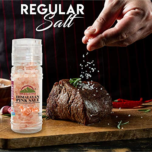 Himalayan Chef Pink Salt & Black Pepper Refillable Glass Grinder, User Friendly, and Easy-to-Use Design - Vegan & Kosher Certified, Idle for Cooking & Seasoning | set of 2