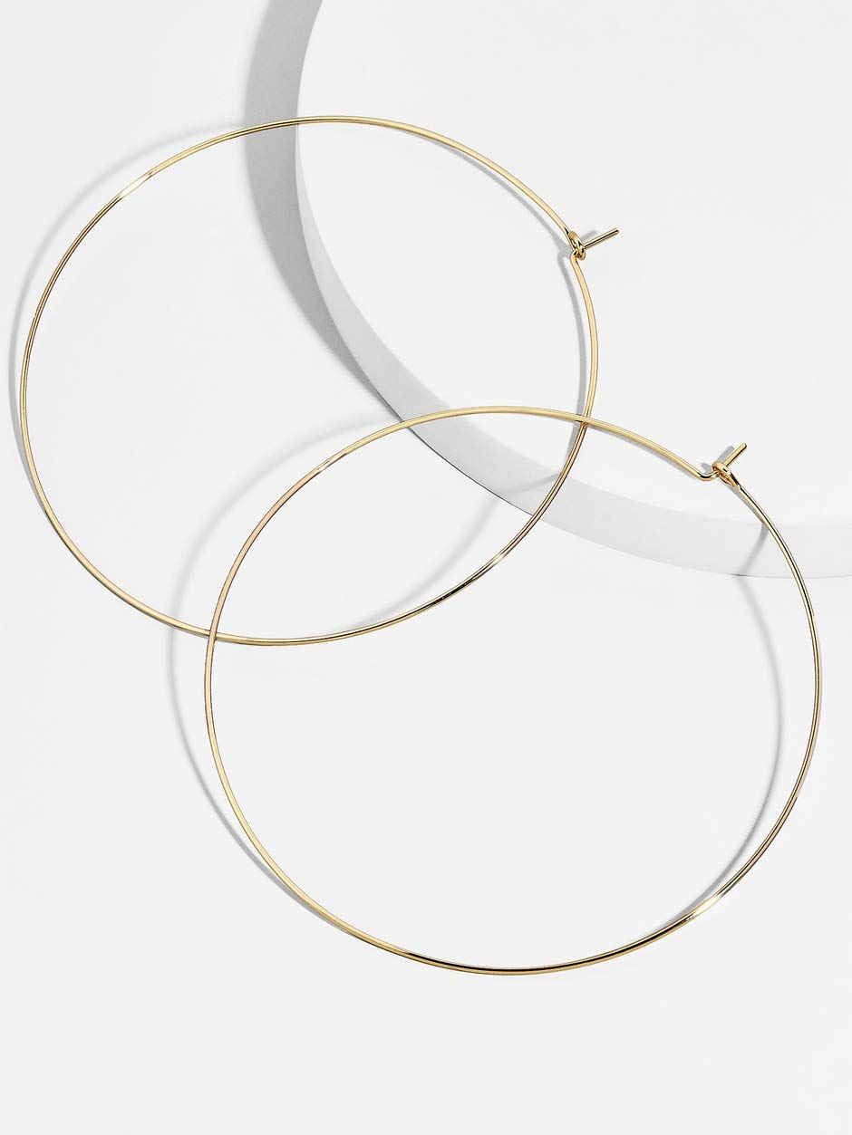 1mm Thin Extra Large Hoop Earrings，3 Pairs Set 90mm Huge Gold Hoops 18k Gold Plated Stainless Steel Big Gold Hoop Earrings for Women